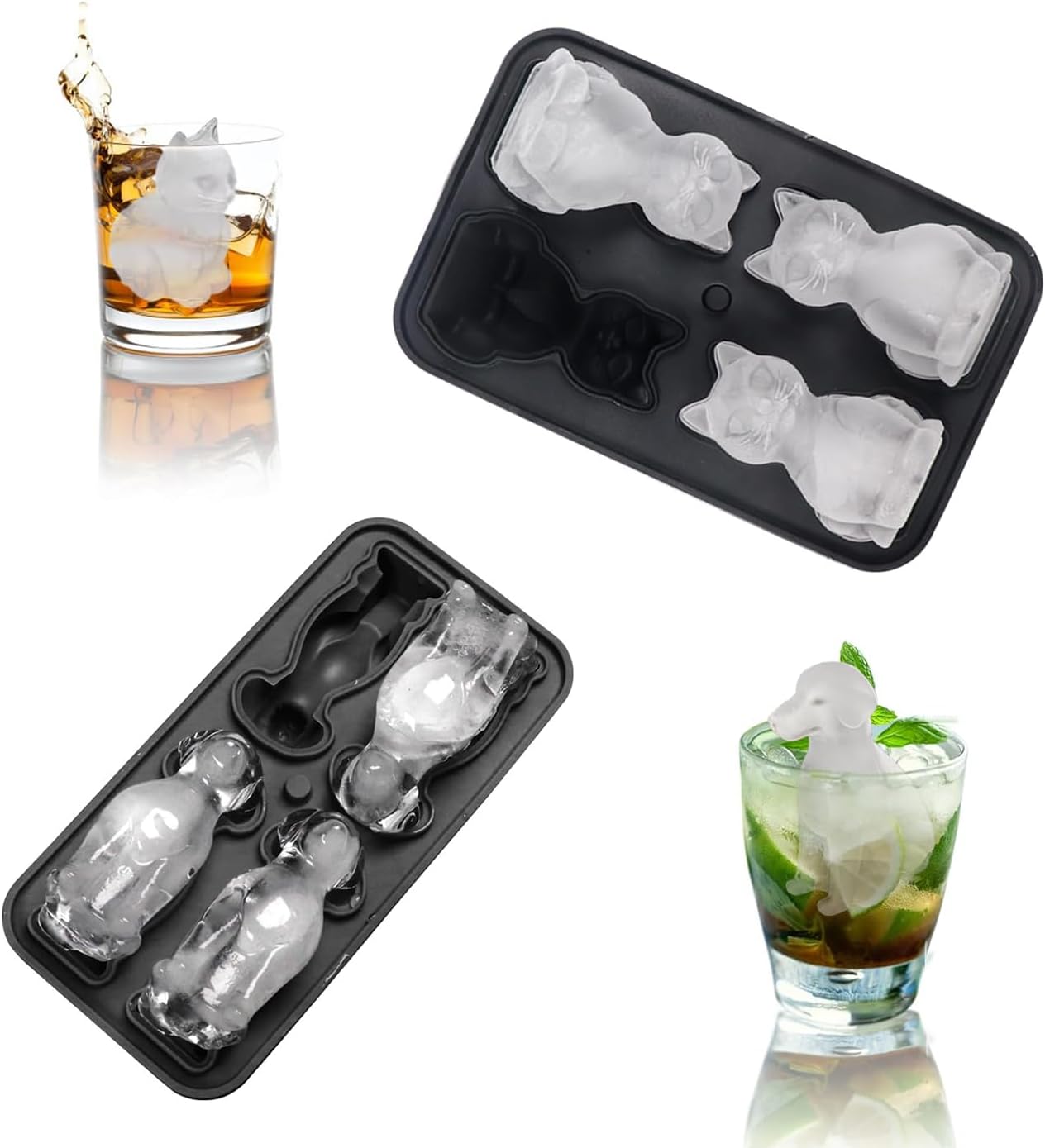 Amazon.com: 2-Pack 3d Labrador Dog &Cat Silicone Ice Tray, Food Grade ...