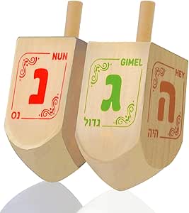 Dreidels For Hanukkah Large 4-Pack Wooden Dreidels - Traditional ...