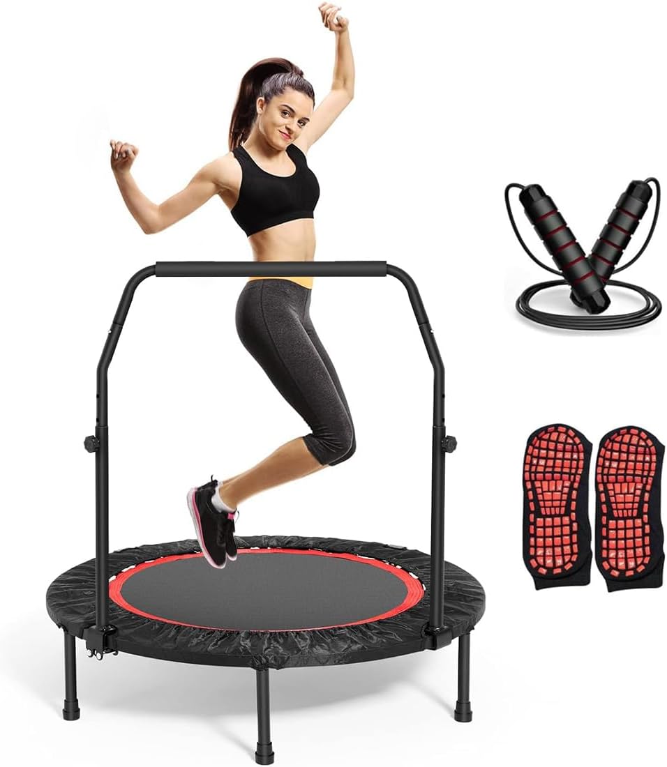 40" Fitness Mini Trampolines, MUVKQC Foldable Trampoline with ...