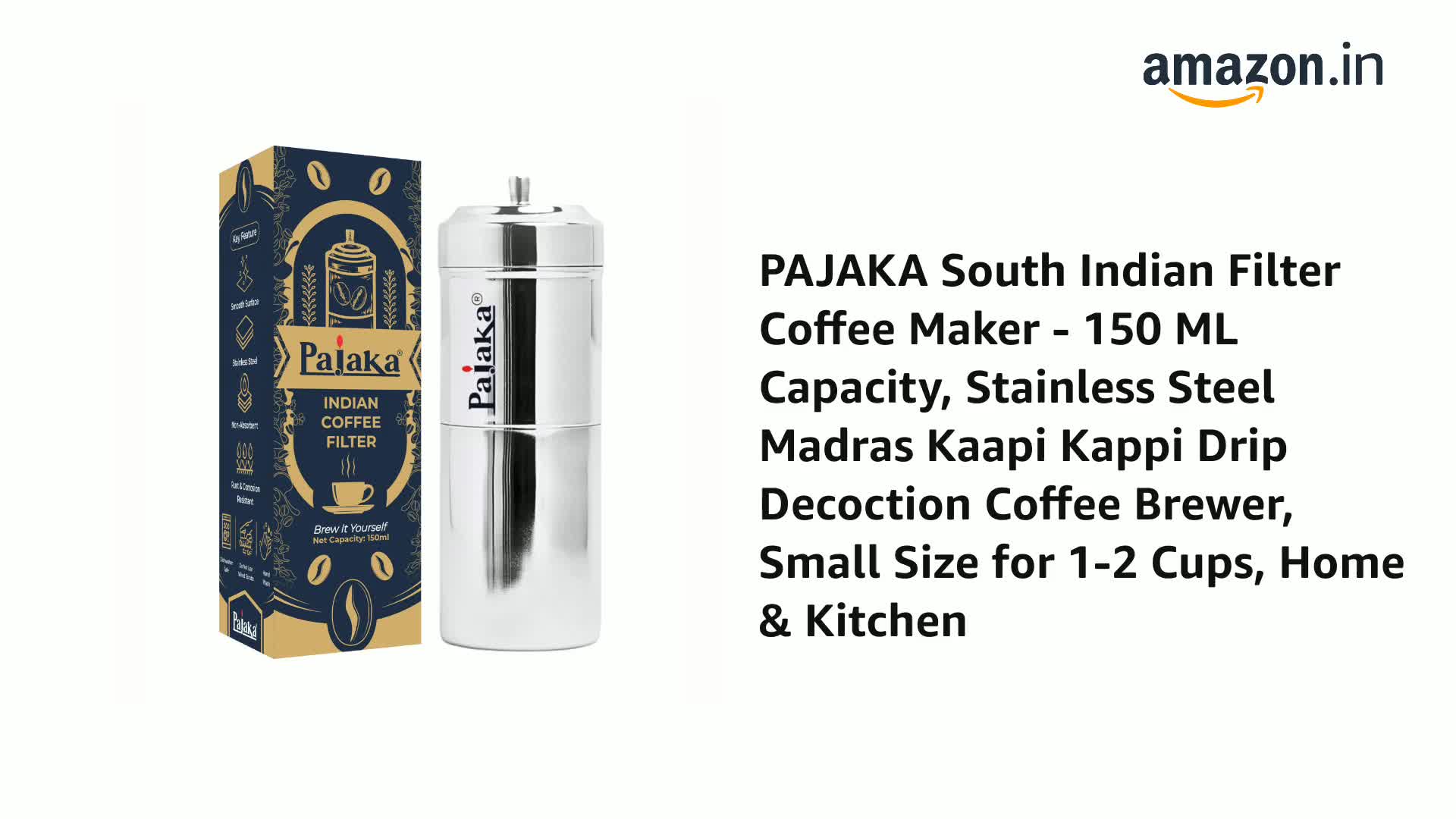 Watch PAJAKA South Indian Filter Coffee Maker - 150 ML Capacity ...