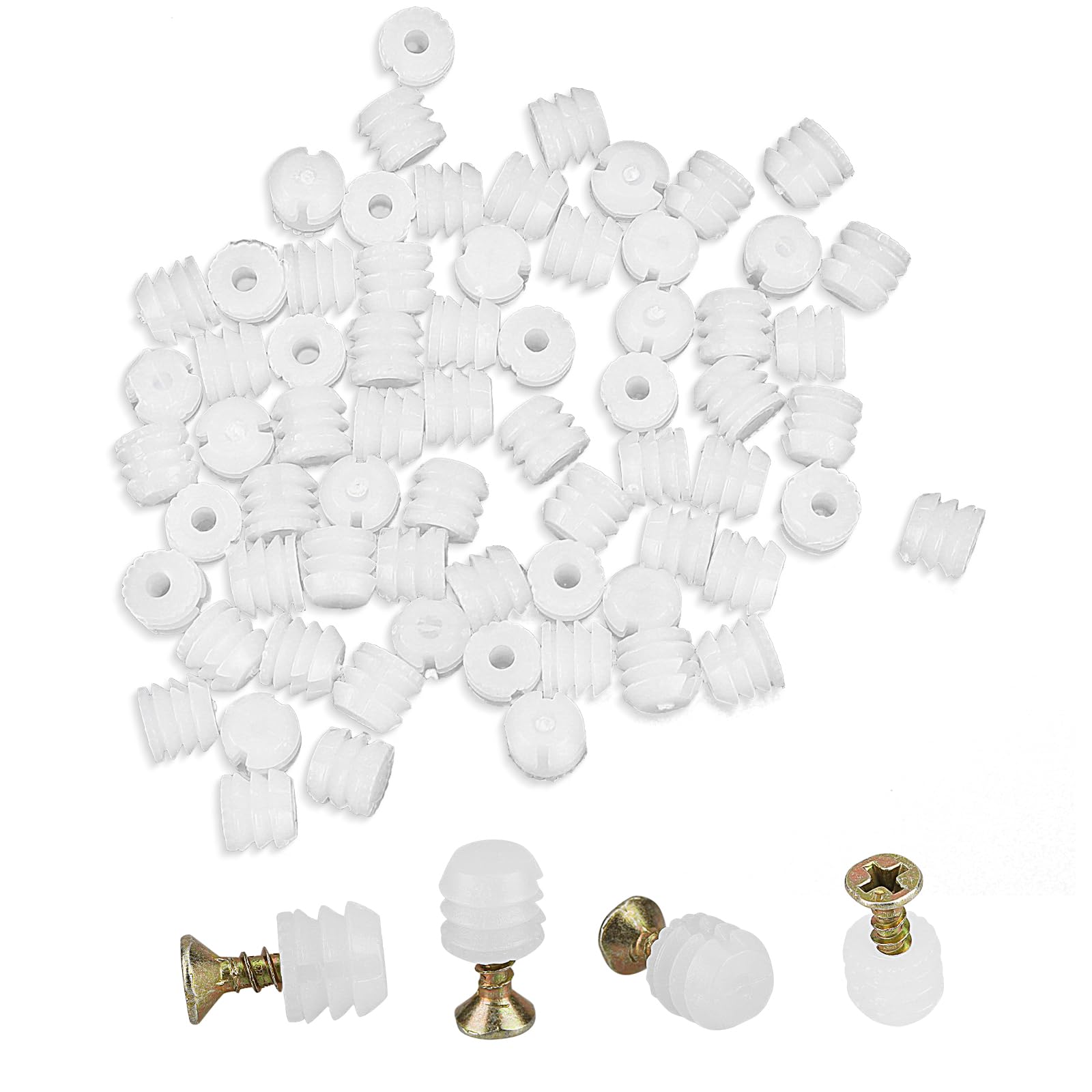 100 PCS Hinge Expansion Dowels with Screws, Hinge Dowel Inserts for ...