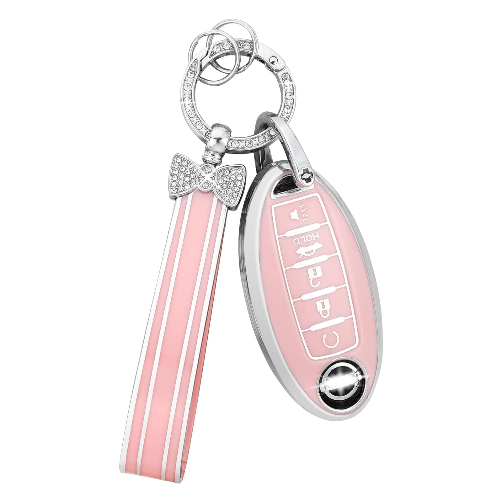 Amazon.com: PIFOOG Key Fob Cover for Nissan 5 Button Pink Car Keys ...