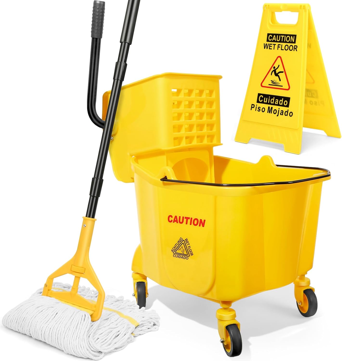 Amazon.com: 38 Qt Commercial Mop and Bucket Set with Side Press Wringer ...