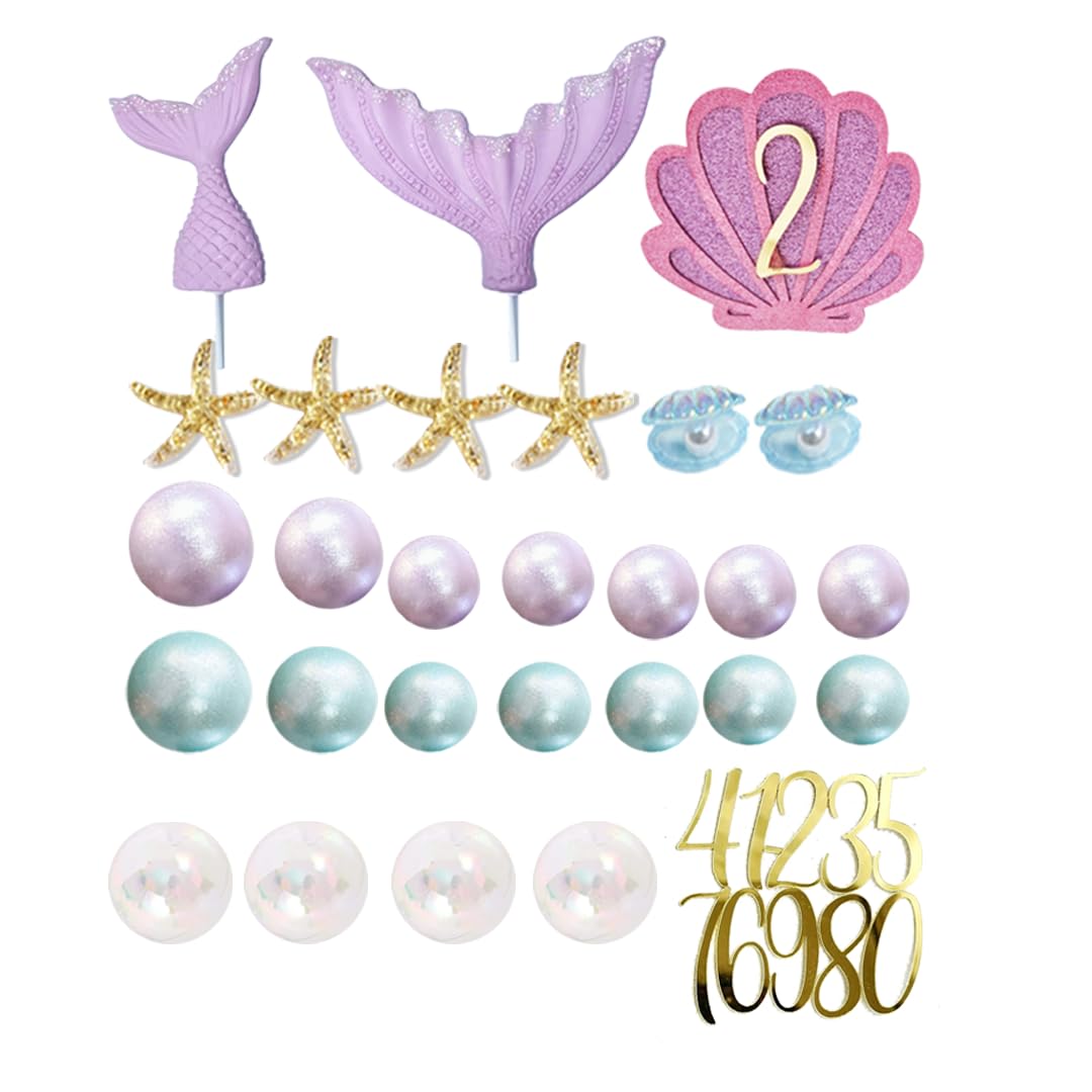 Snapklik.com : Mermaid Cake Topper Personalized Seashells Cake Topper