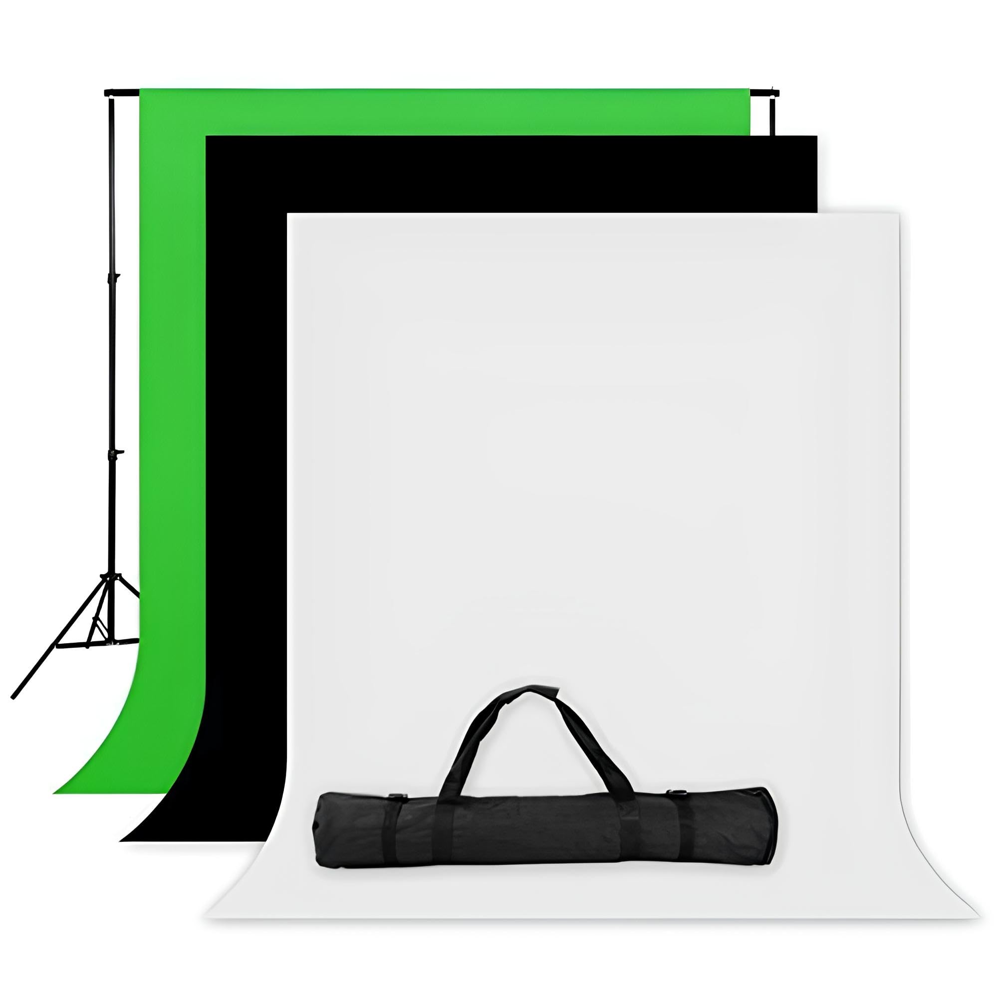 Buy HIFFIN® Green White Black Screen Backdrop with Stand, 8FT X 12FT ...
