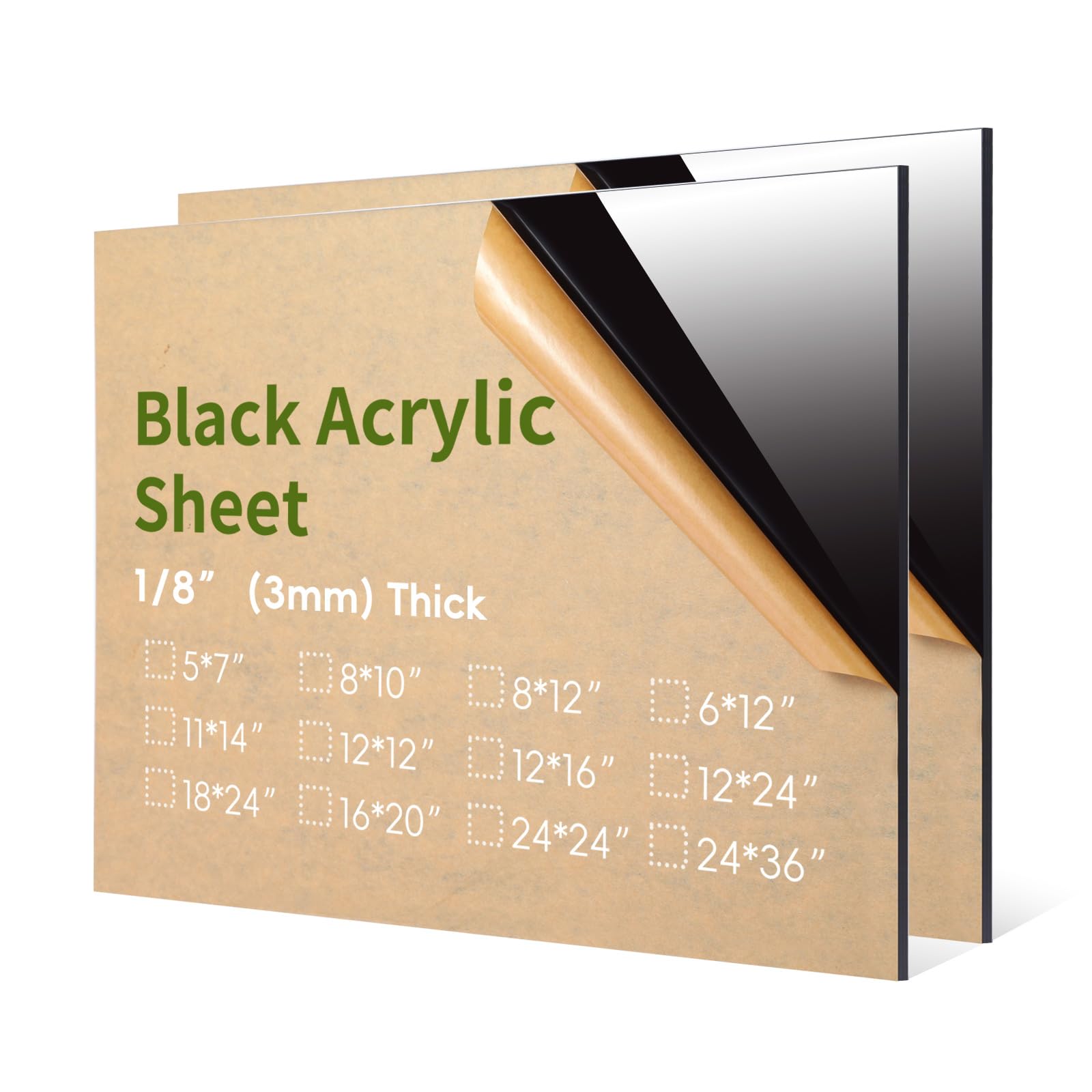 Snapklik.com : 2 Pieces 6" X 12" -1/8 Thicknesses Black Acrylic Sheet ...