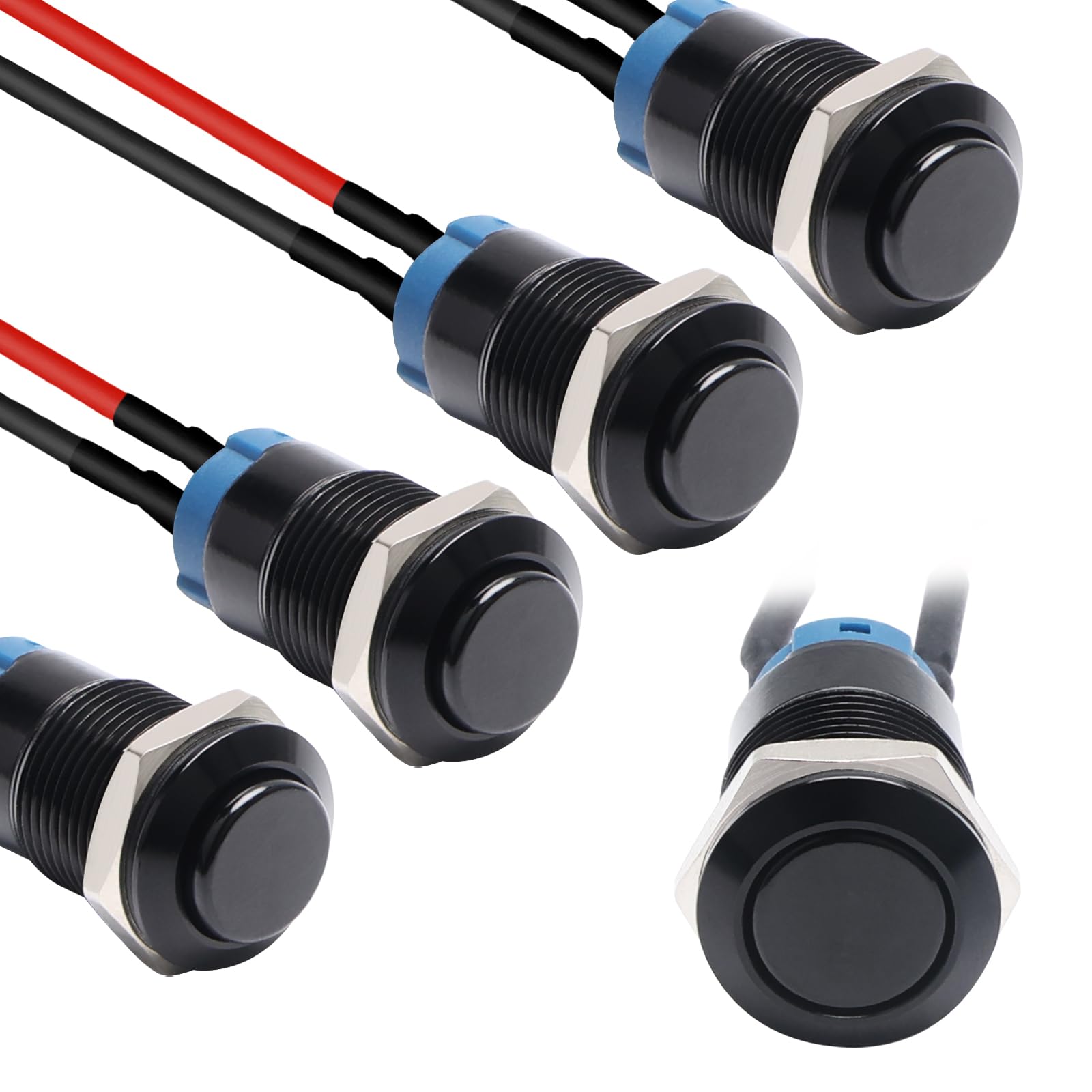 Snapklik.com : STARELO 5pcs 12mm Latching Push Button Switch Black Shell