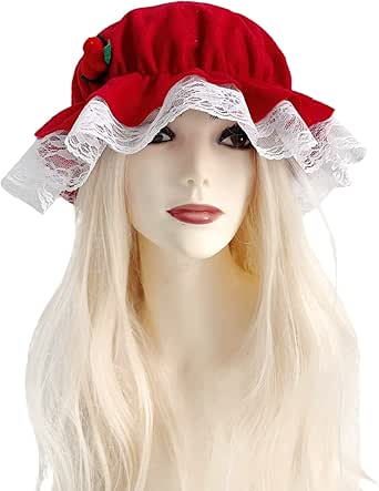 Amazon.com: QTMY Red Berry Bonnet Hat Mob Cap with Lace Trim,Christmas ...