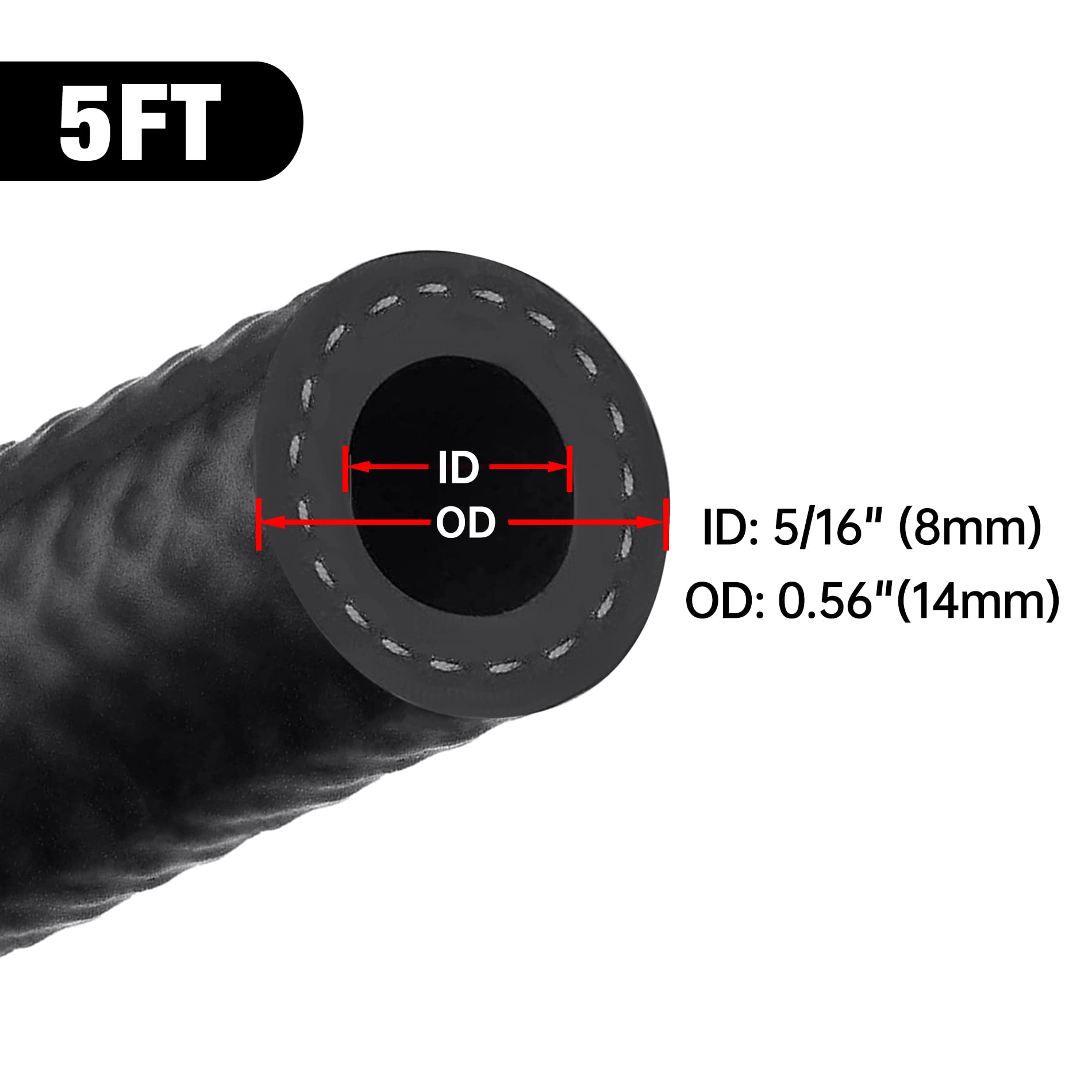 Snapklik.com : 5/16 Fuel Hose Line Push Lock NBR Rubber SAE 30R7 5FT 300PSI
