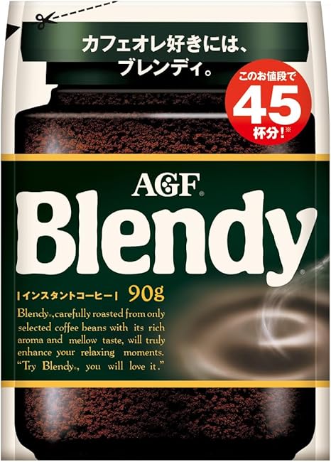 Amazon.co.jp: AGF ブレンディ 袋 90g 【 インスタントコーヒー 】【 水に溶けるコーヒー 】【 カフェオレ 好きに 】【 詰め替え 】 : 食品・飲料・お酒
