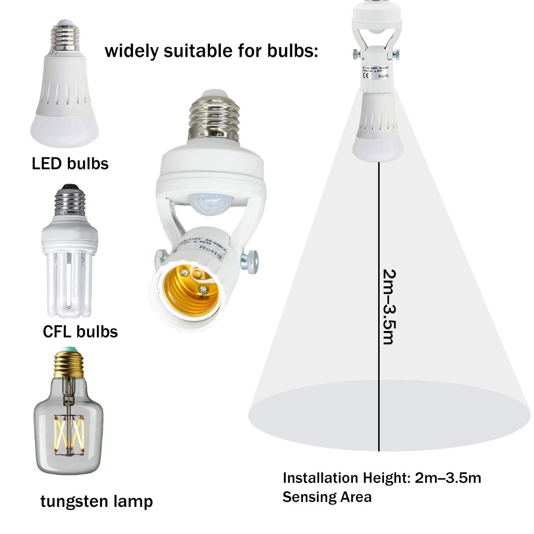 Snapklik.com : Outdoor Waterproof Motion Sensor Extension Light Socket ...