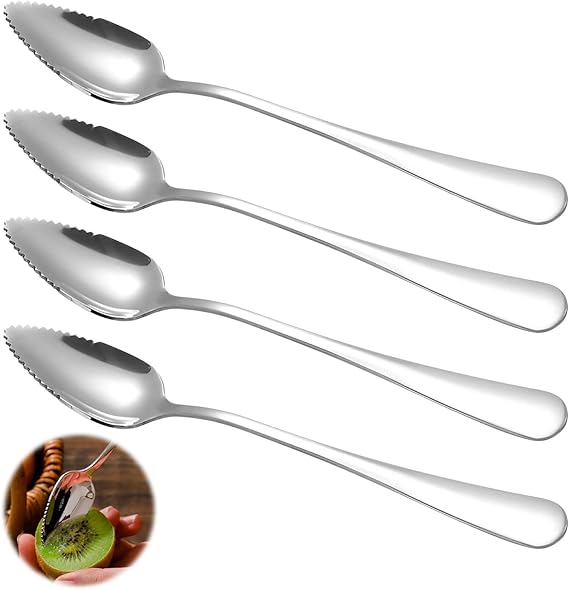 Stainless Steel Grapefruit Spoons,4 PCS Grapefruit Utensils,Silver ...