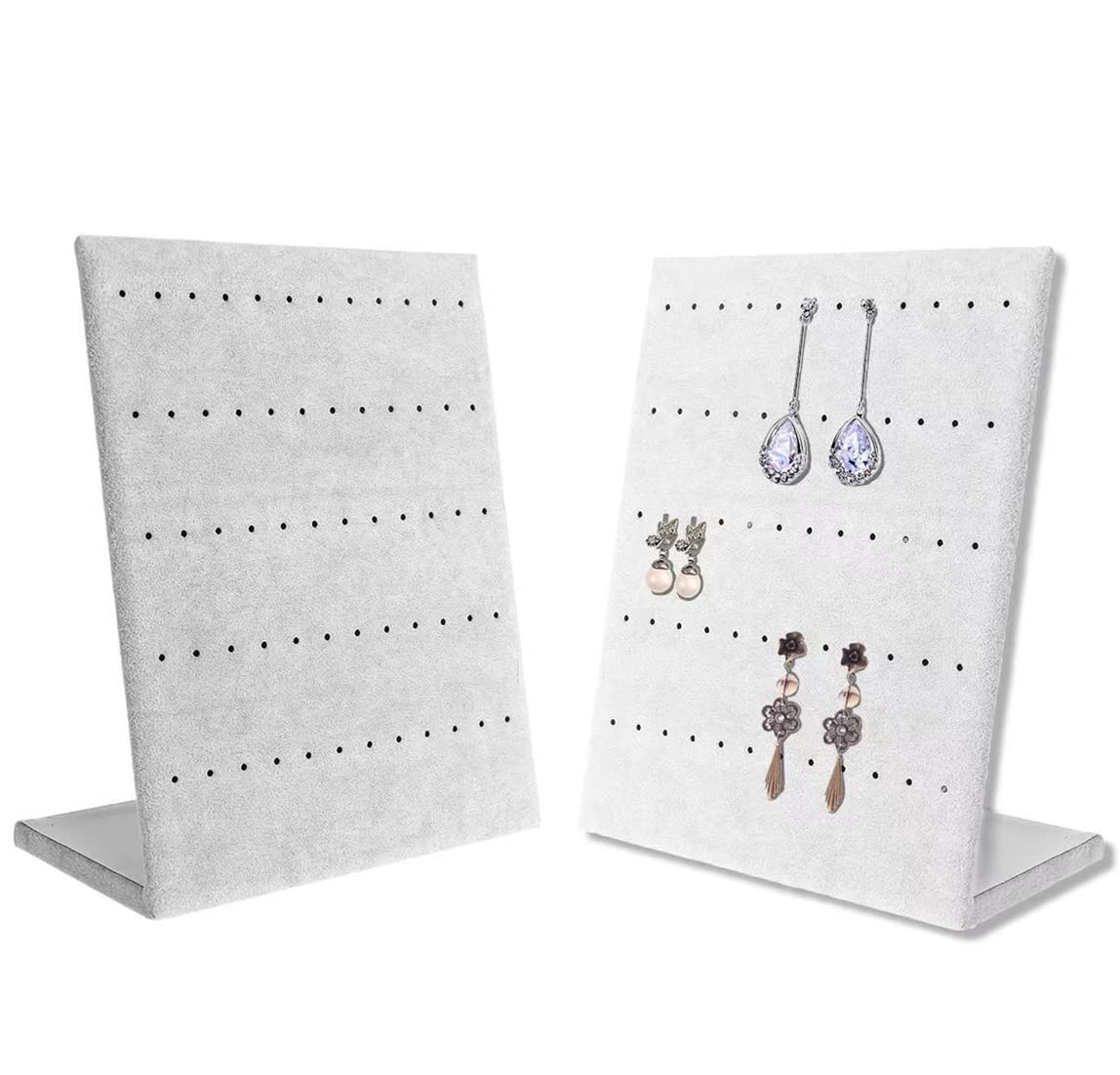 Lemaymay 1 Pcs Grey 60 Holes Velvet Earring Jewellery Display Stand ...