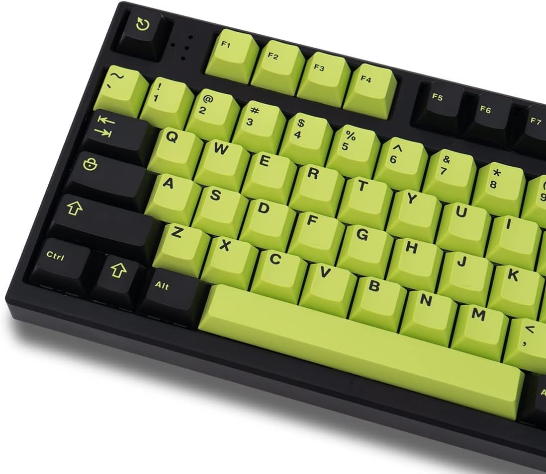Amazon.com: Black Green Keycaps Set 132 Keys Cherry Profile Doubleshot ...