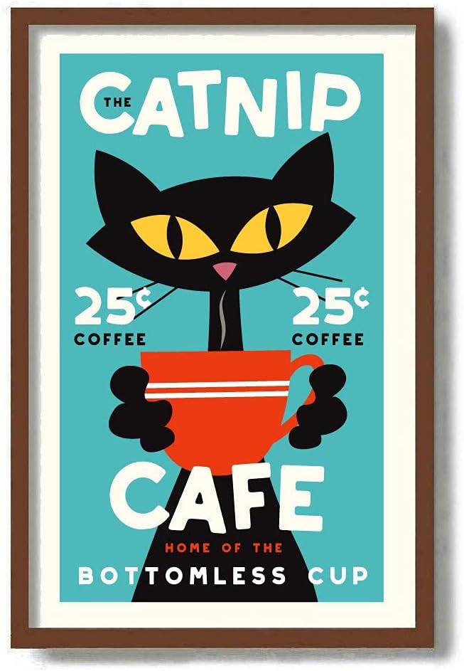 Amazon.com: Cafe Sign, Mid Century Modern Art Print, Kitchen Art Print ...