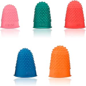 Rumyve5 Color Rubber Finger Thimble,Rubber Finger Pad,Writing,Fingertip ...