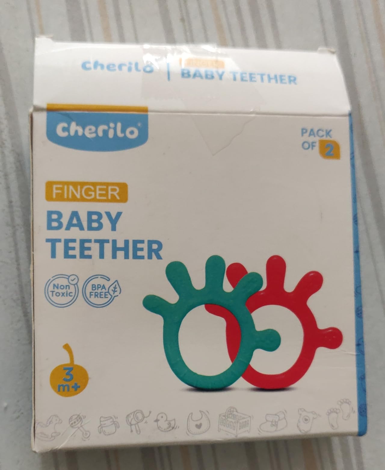 Buy Cherilo Palm Shape Finger Teether, Baby Teething Toy with Chewable ...