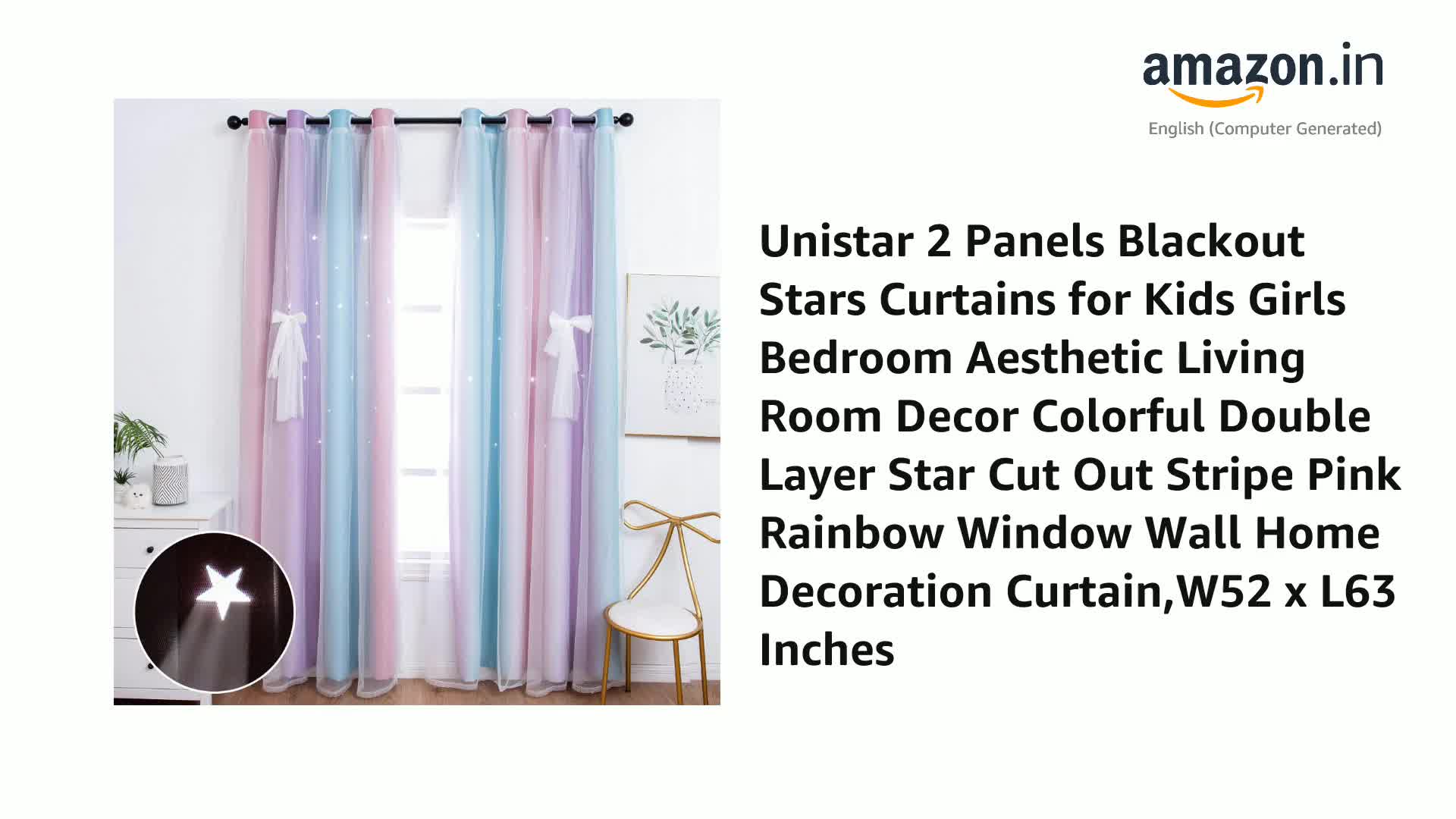 Cortinas Blackout Para Dormitorio UNISTAR 2 Panels Star Blackout ...
