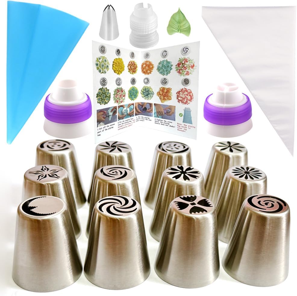Amazon.com: 22Pcs Piping Nozzles Set, Stainless Piping Tip Set with 10 ...