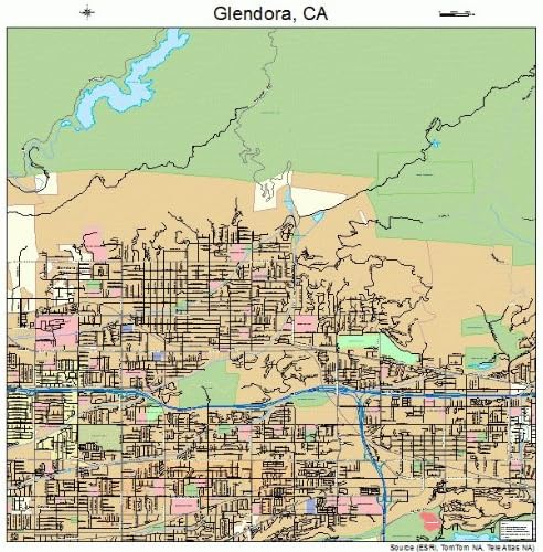 Amazon.com: Large Street & Road Map of Glendora, California CA ...