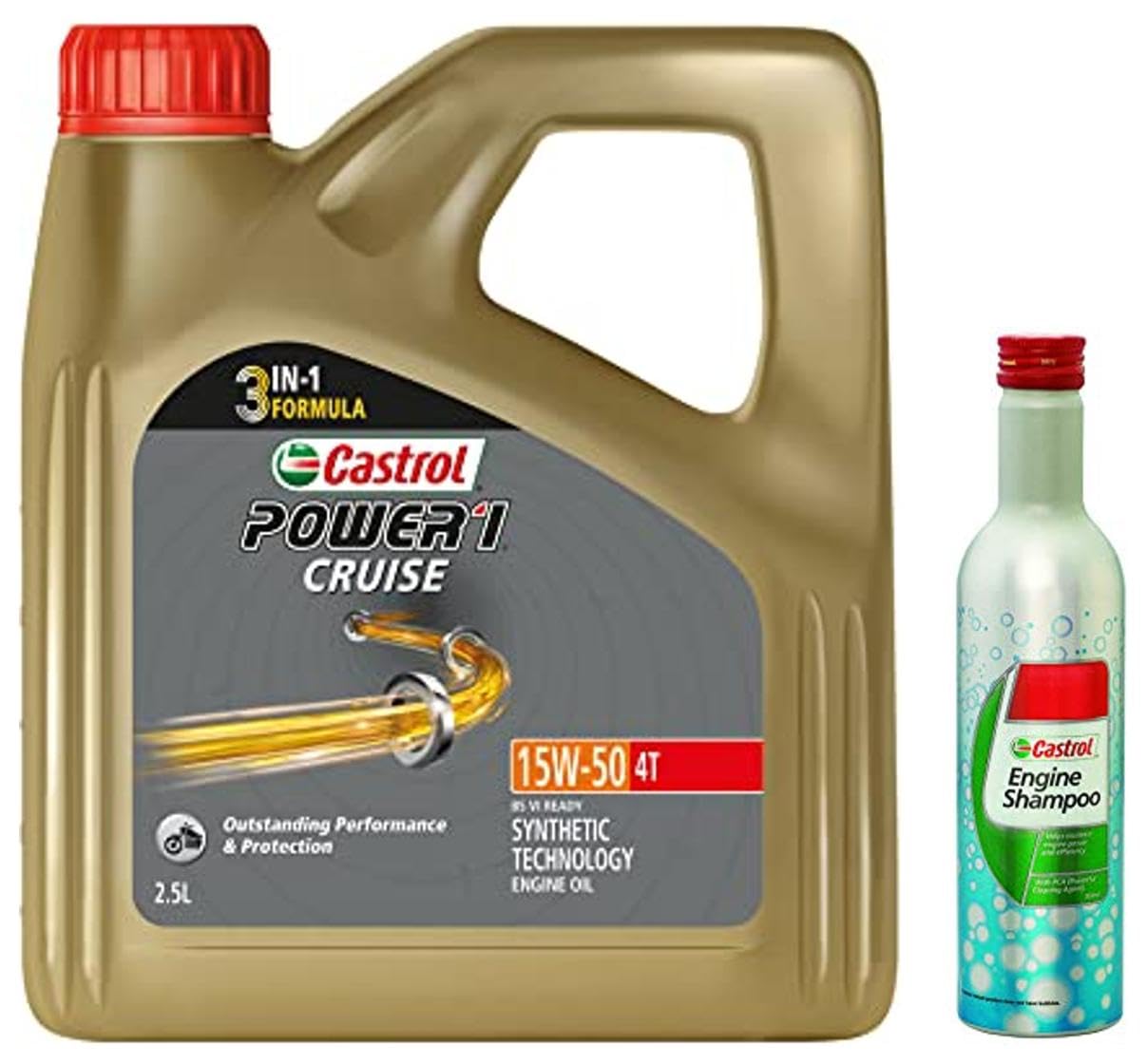 Castrol POWER1 CRUISE 15W-50 4T Synthetic Engine Oil for Bikes 2.5L ...