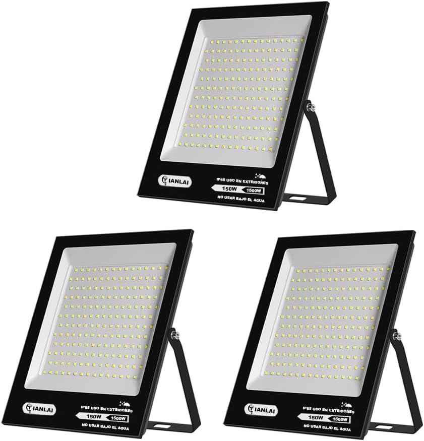 Reflector LED Exterior 150W Luz Exterior, Iluminación 6000Lm, Luz ...