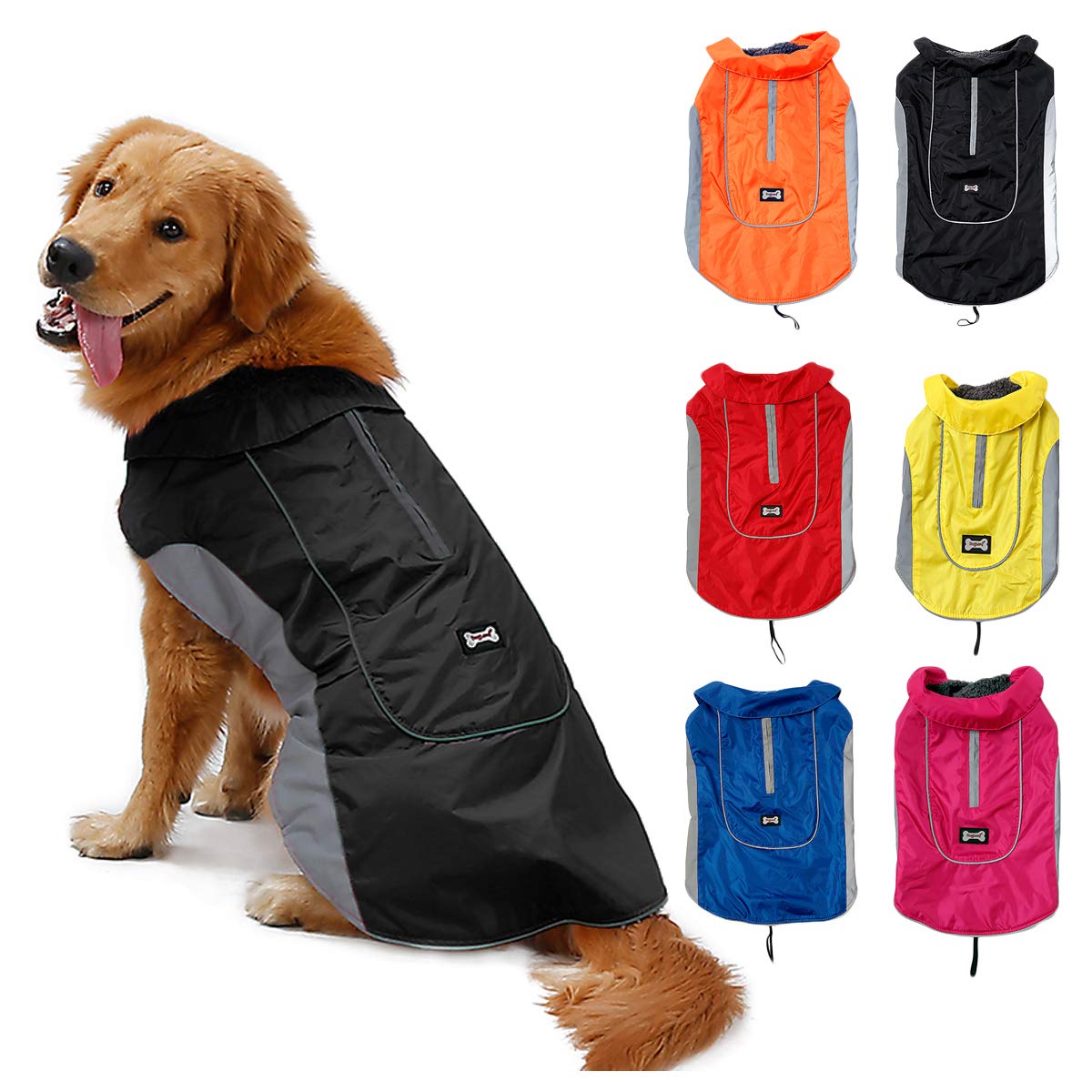 Amazon.com : TFENG Waterproof Dog Coat Warm Vest Puppy Jacket with ...