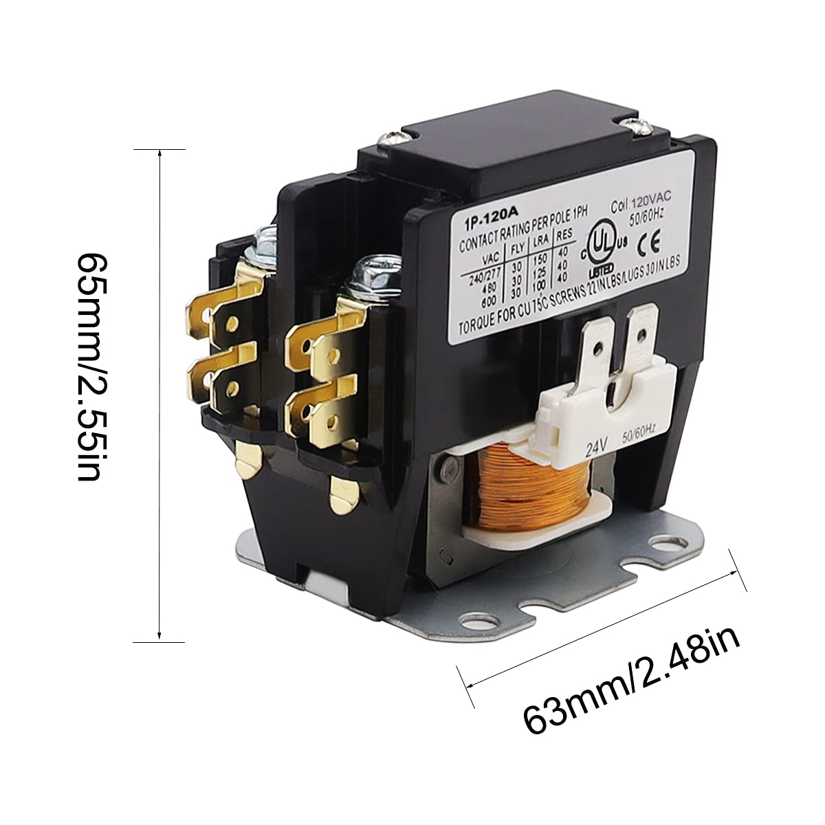 Snapklik.com : Heavy Duty 1 Poles 30 Amp 120V AC Compressor Contactor ...