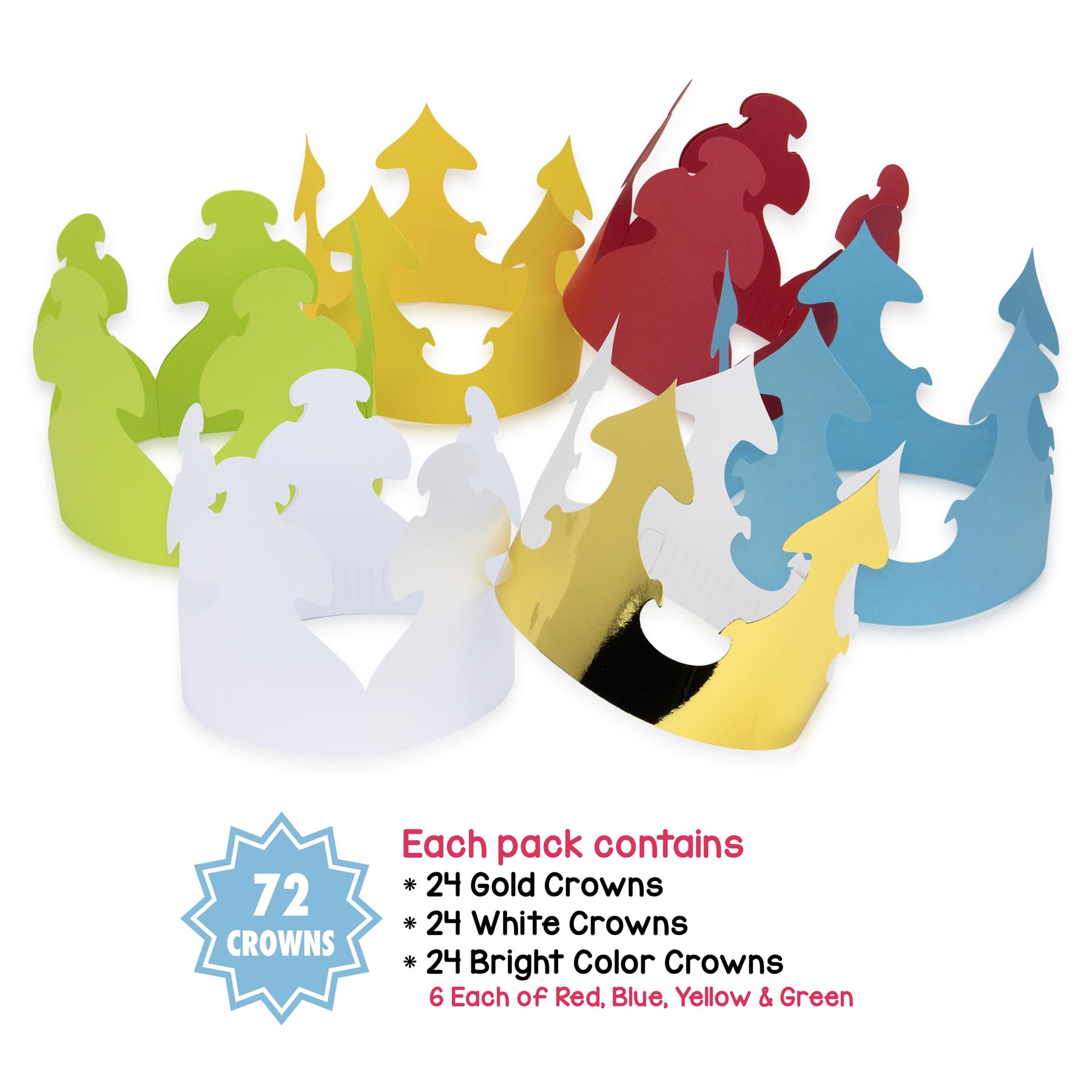 Snapklik.com : Hygloss Assorted Colors Paper Crowns 72 Pack - Paper ...