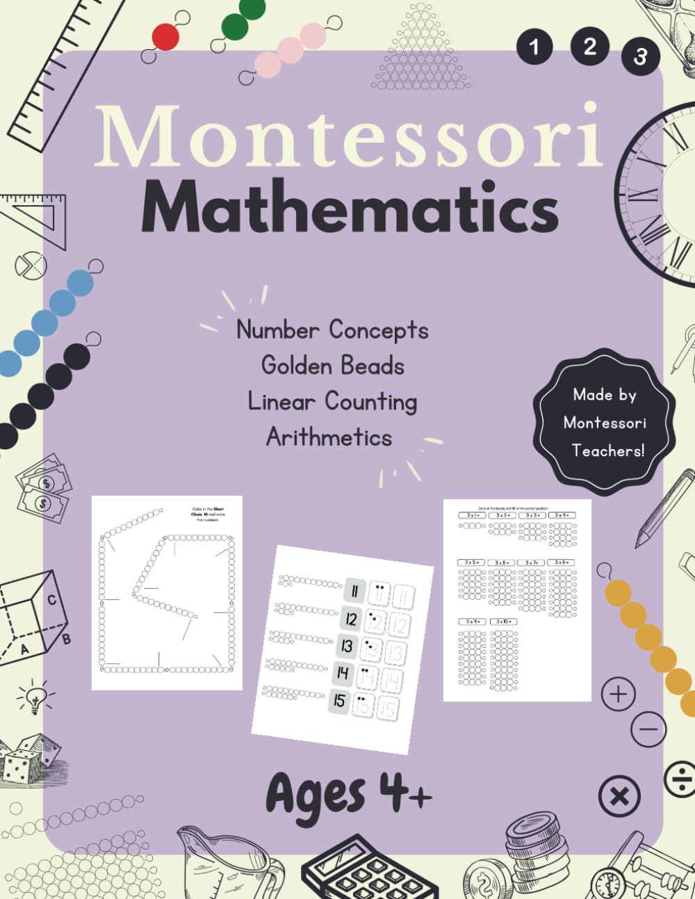 Montessori Math Workbook | Number Concepts, Golden Beads, Colored Bead ...