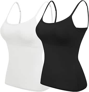 3 Pack Women's Basic Tank Tops,Built-in Bra Padded Camisole Yoga Tanks ...