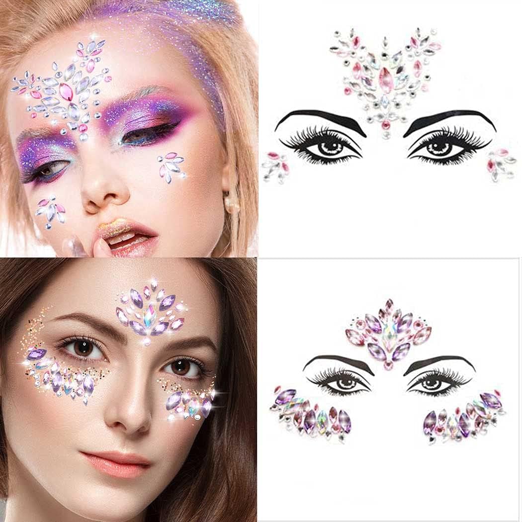 Amazon.com : SHINEYES 6 Pcs Music Festival Face Jewels, Rhinestone Rave ...