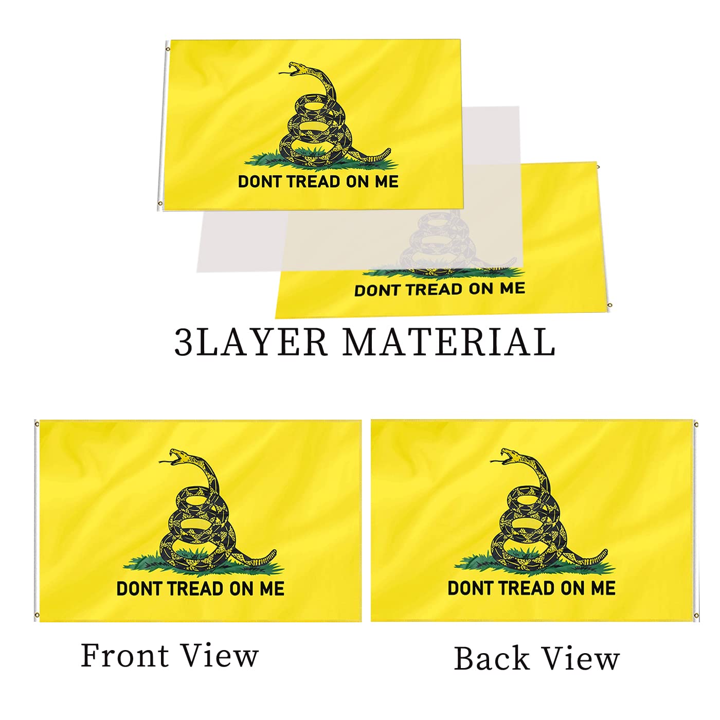 Snapklik.com : Dont Tread On Me Flag 3x5 Gadsden Flag Double Sided ...