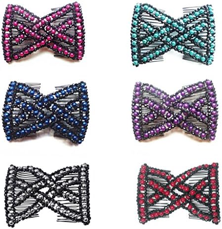 Amazon.com : LOVEF Magic Easy Hair Comb Stretchy Beaded Hair Combs with ...