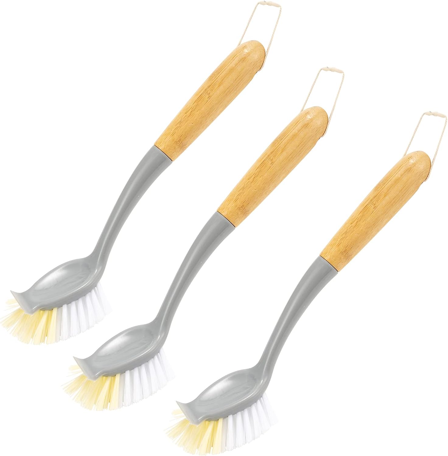 Amazon.com: 3 Pack Dish Brush with Bamboo Handle | AMORBASE Kitchen ...