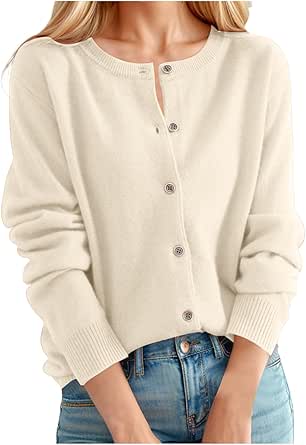 Amazon.com: Rtdyvyuhb Button Up Sweaters for Women Long Sleeve Crewneck ...