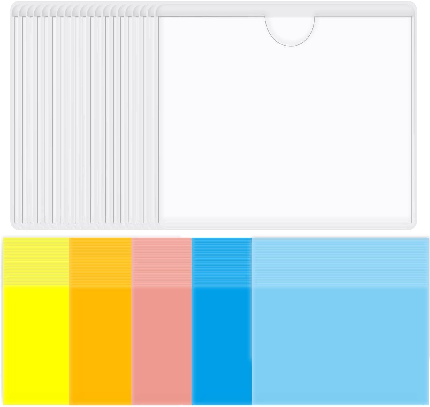 Amazon.com : Owevvin 100 Pack Self Adhesive Index Card Pockets Sleeves ...