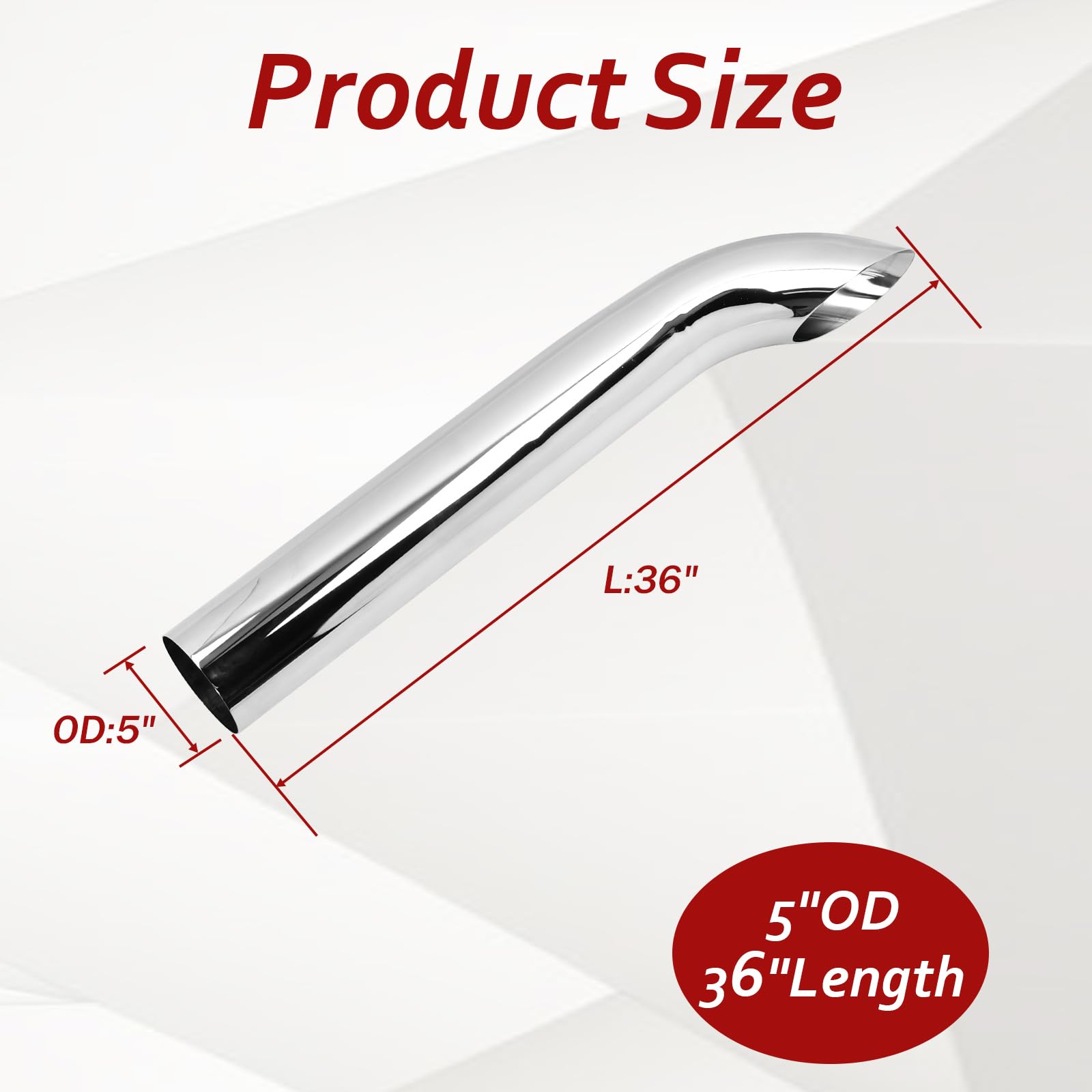 Snapklik.com : BIGREAT 5 Inch Chrome Curved Exhaust Stack Pipe