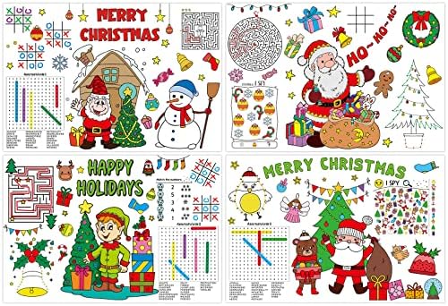 Amazon.com: WaaHome Disposable Paper Christmas Placemats for Kids, Set ...
