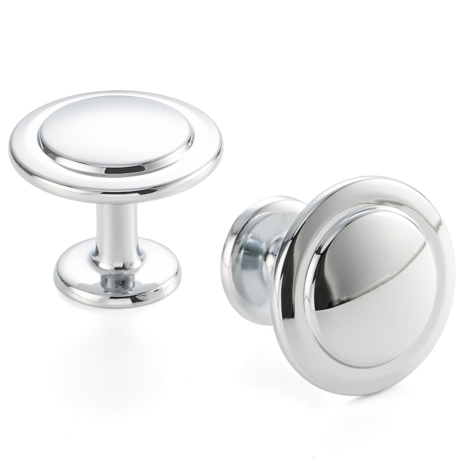 ASKANO Polished Chrome, Round Kitchen Cabinet Knob ZK2409 | Pack of 10 ...