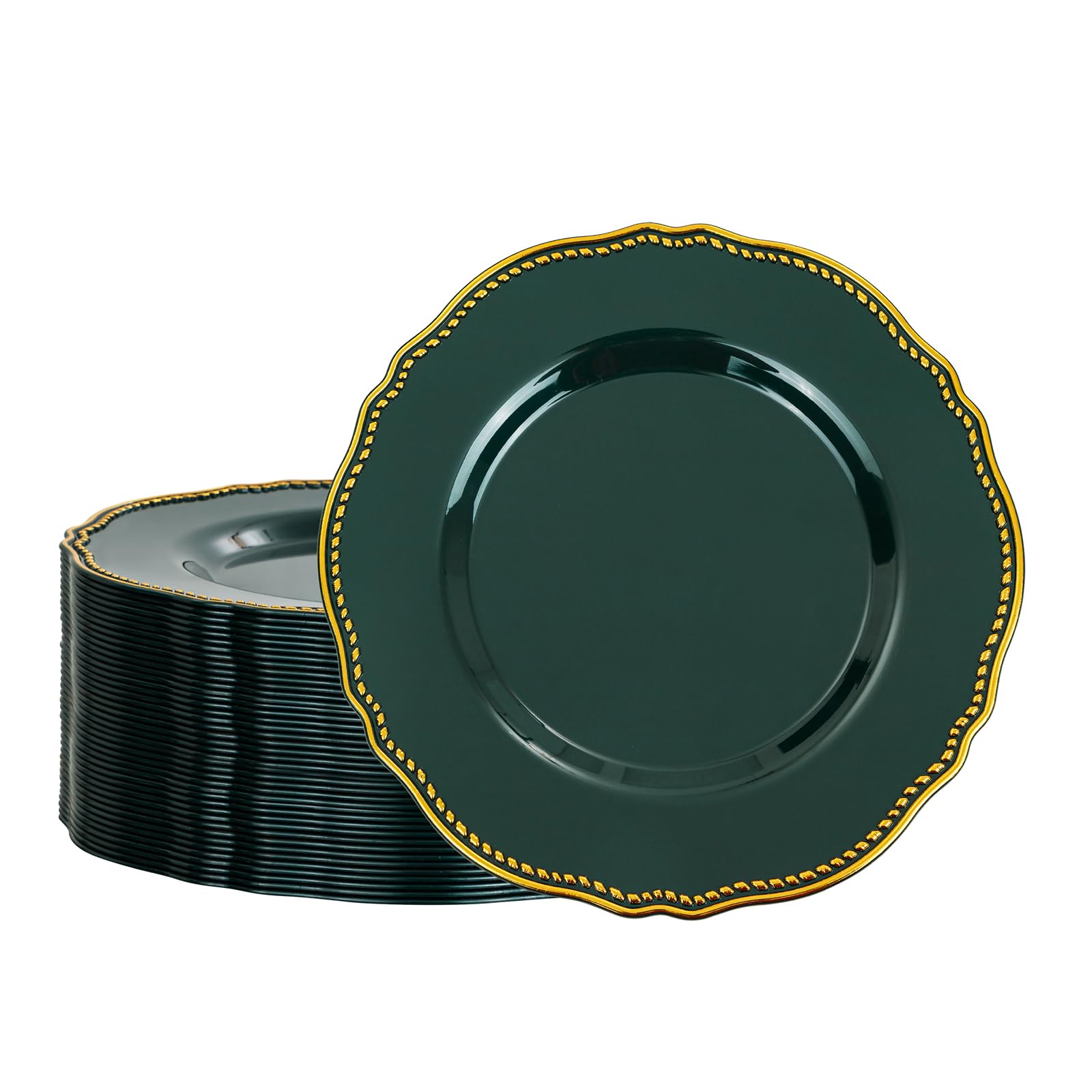 Amazon.com: Hioasis 60pcs Green Plastic Plates - Emerald and Gold ...