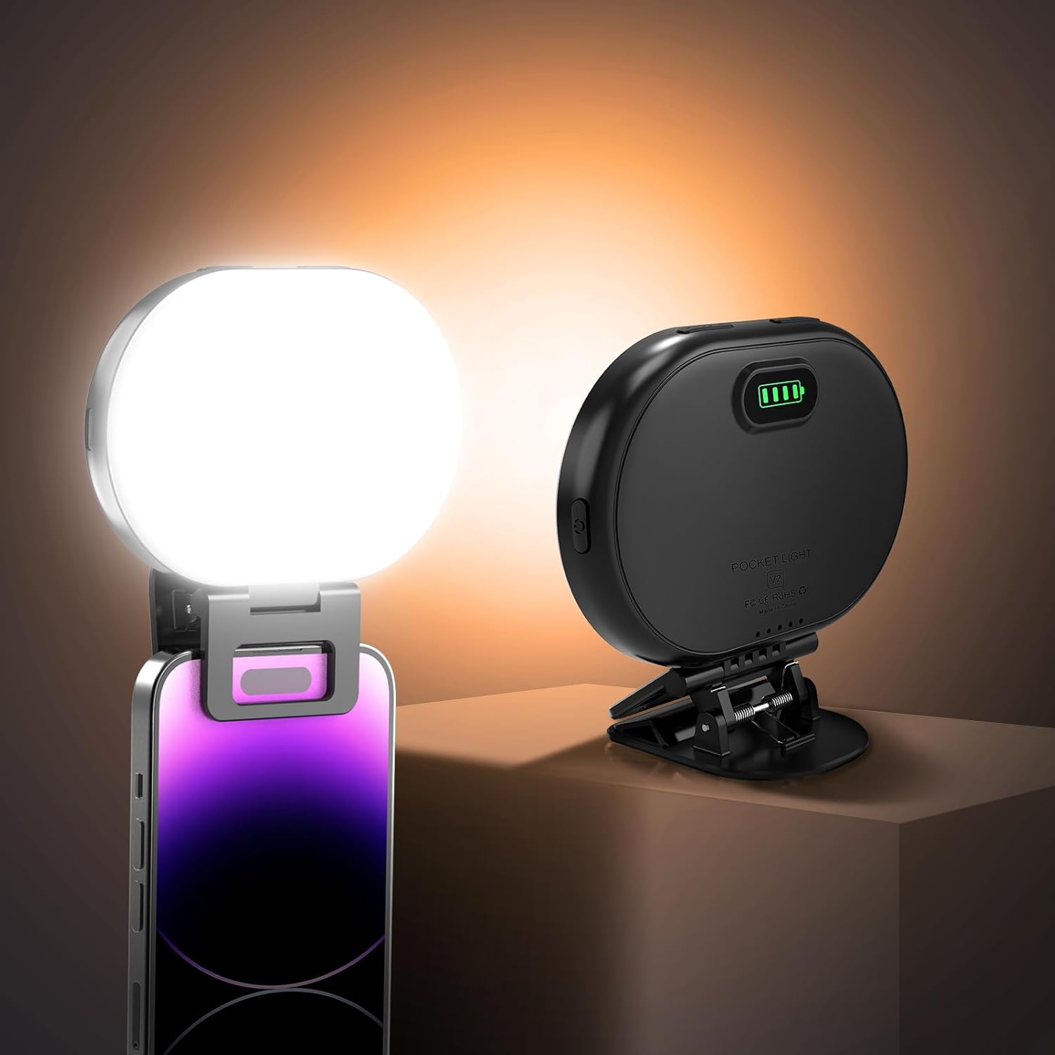 Tobeape Luz para Celular Portatil, 80 Luz Led Recargable con 3 Modos de Iluminación y 10 Brillo ...