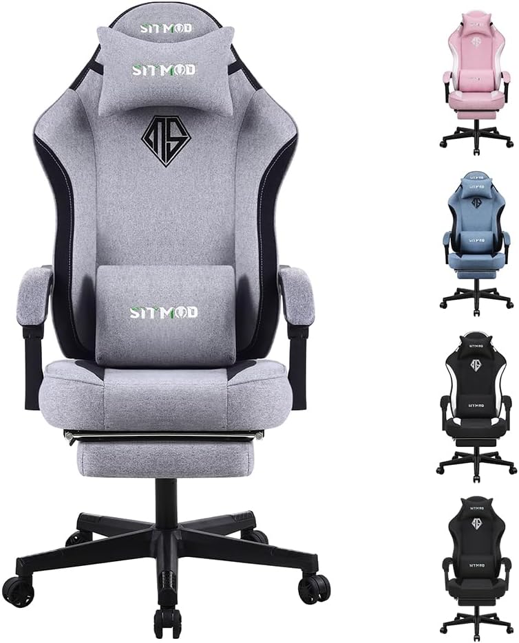 Amazon.com: SITMOD Fabric Gaming Chairs with Footrest, PC Computer ...
