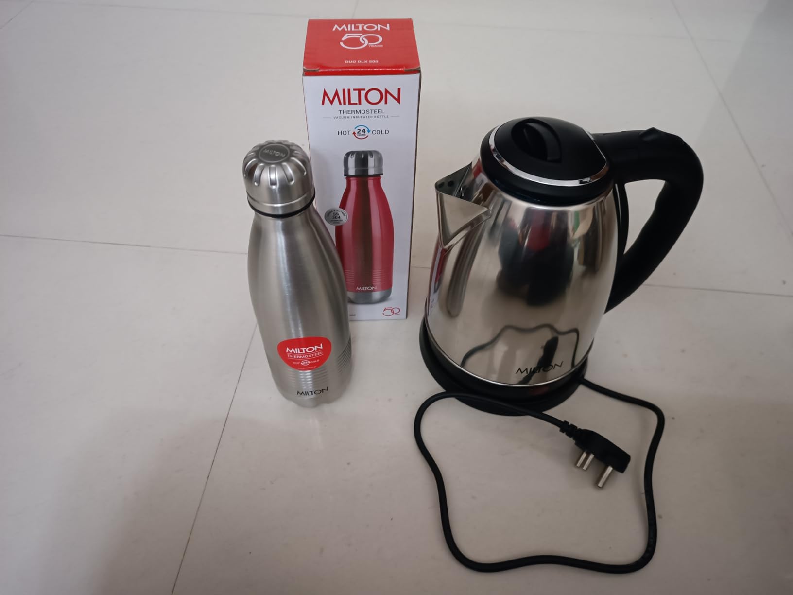 Milton Euroline Combo Set Go Electro Stainless Steel Electric Kettle, 2 ...