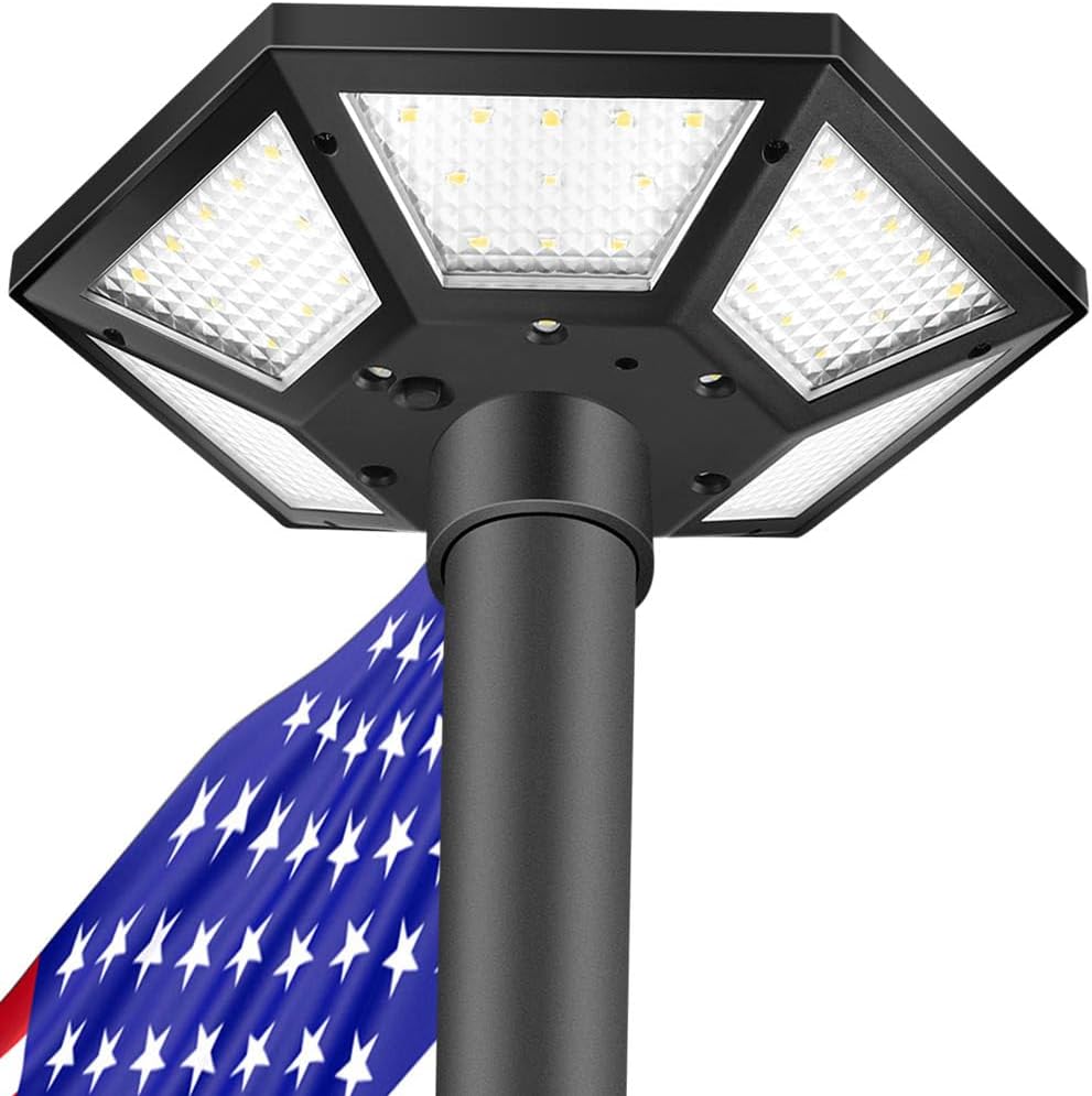 Amazon.com: Hainee Flag Pole Light Solar Powered, Dusk to Dawn Solar ...