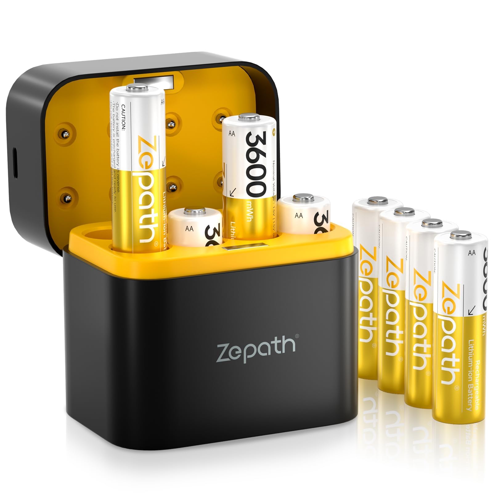 Buy Rechargeable AA Batteries Lithium 8 Pack with Charger, 3600mWh High ...