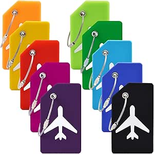 Amazon.com: 10 Pack Silicone Luggage Tag for Suitcases with Stainless Loop, Privacy Protection ...