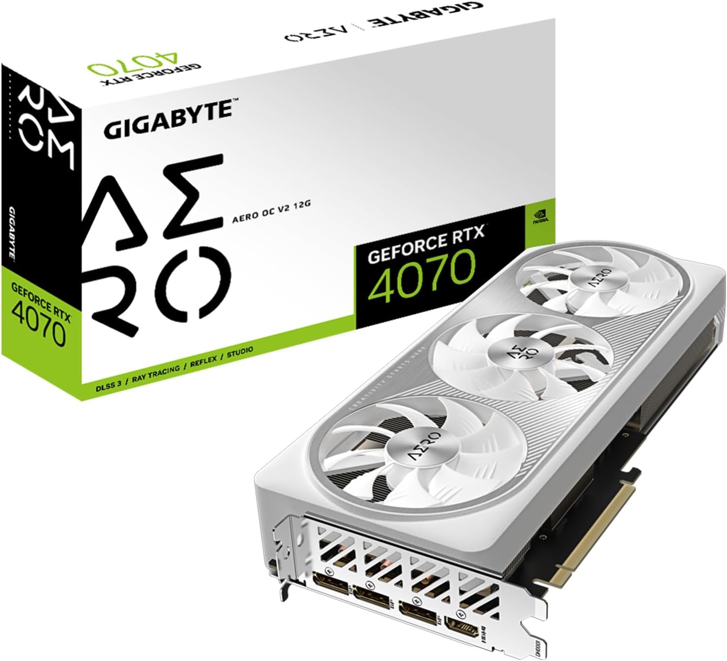 GIGABYTE Tarjeta gráfica GeForce RTX 4070 Aero OC V2 12G, 3 Ventiladores WINDFORCE, 12 GB 192 ...