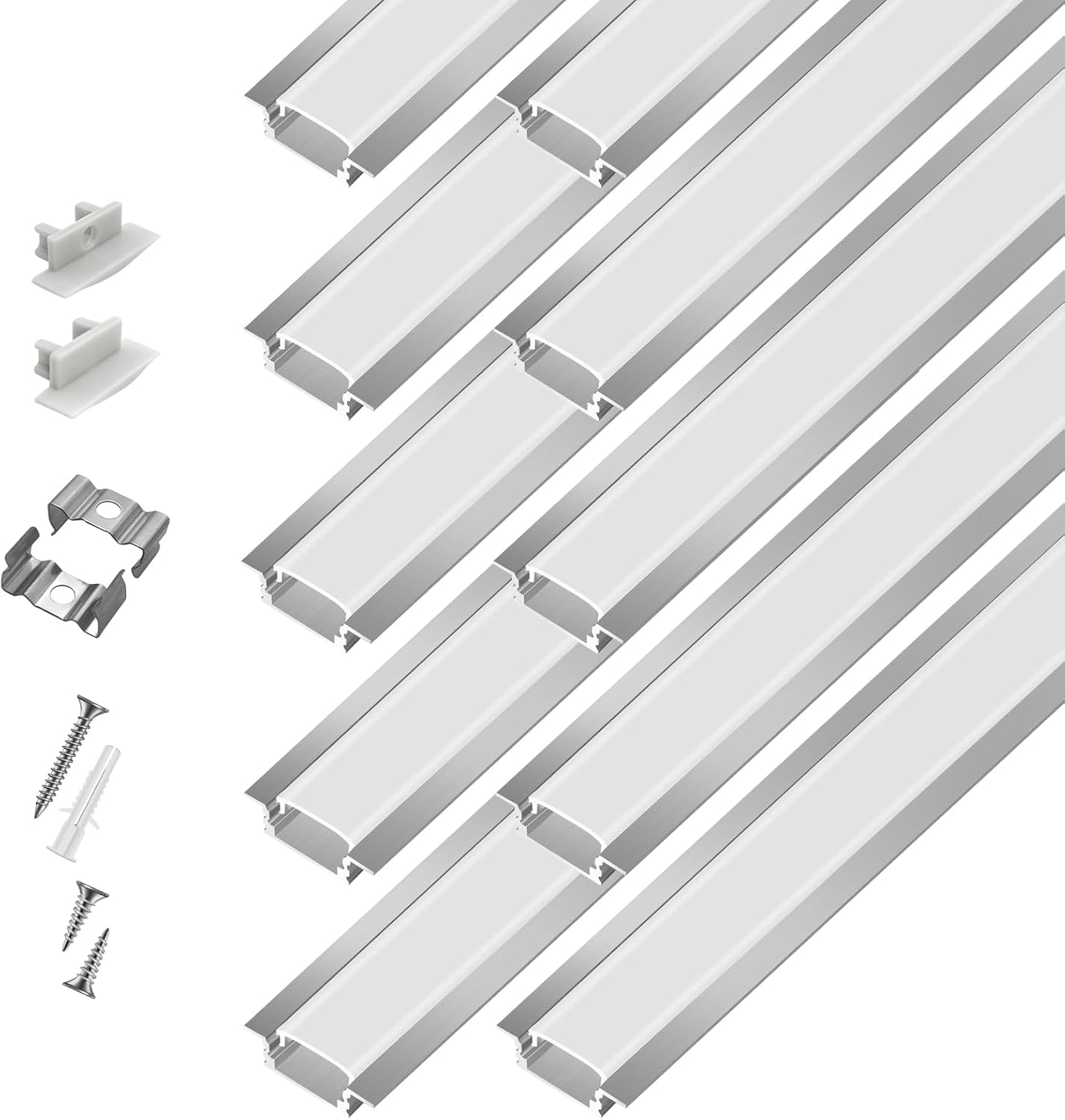 10-Pack 3.3ft/1Meter Silver Recessed LED Aluminum Channel for LED Strip ...