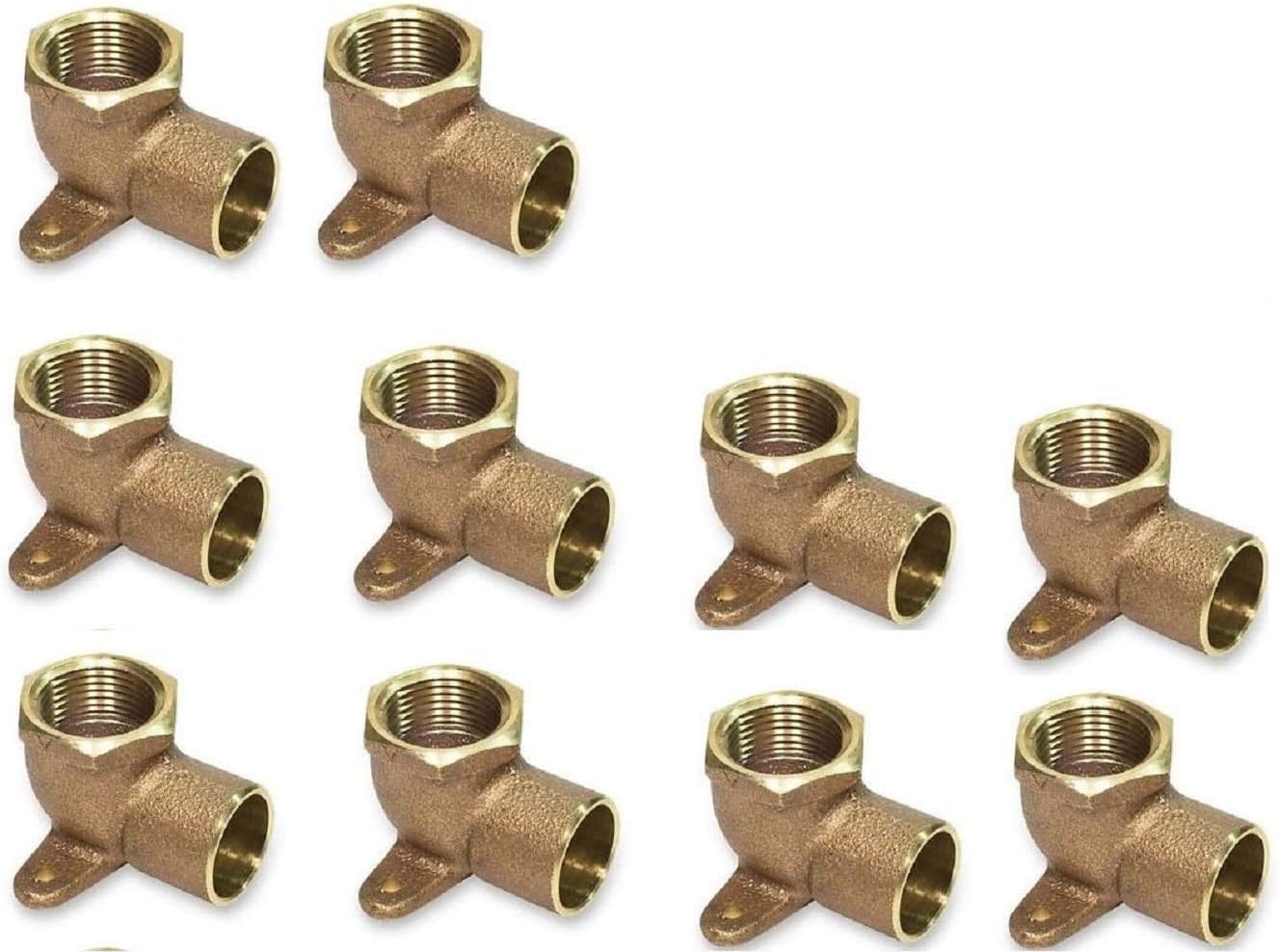 EZ-FLUID(10-pack) 1/2" Nom. Copper Sweat X 1/2" Fip Threaded Drop Ear ...